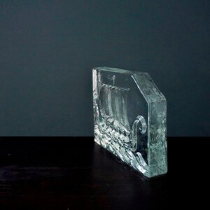 Vintage Viking Ship Glass Block Iceberg Large Clear Paperweight ...