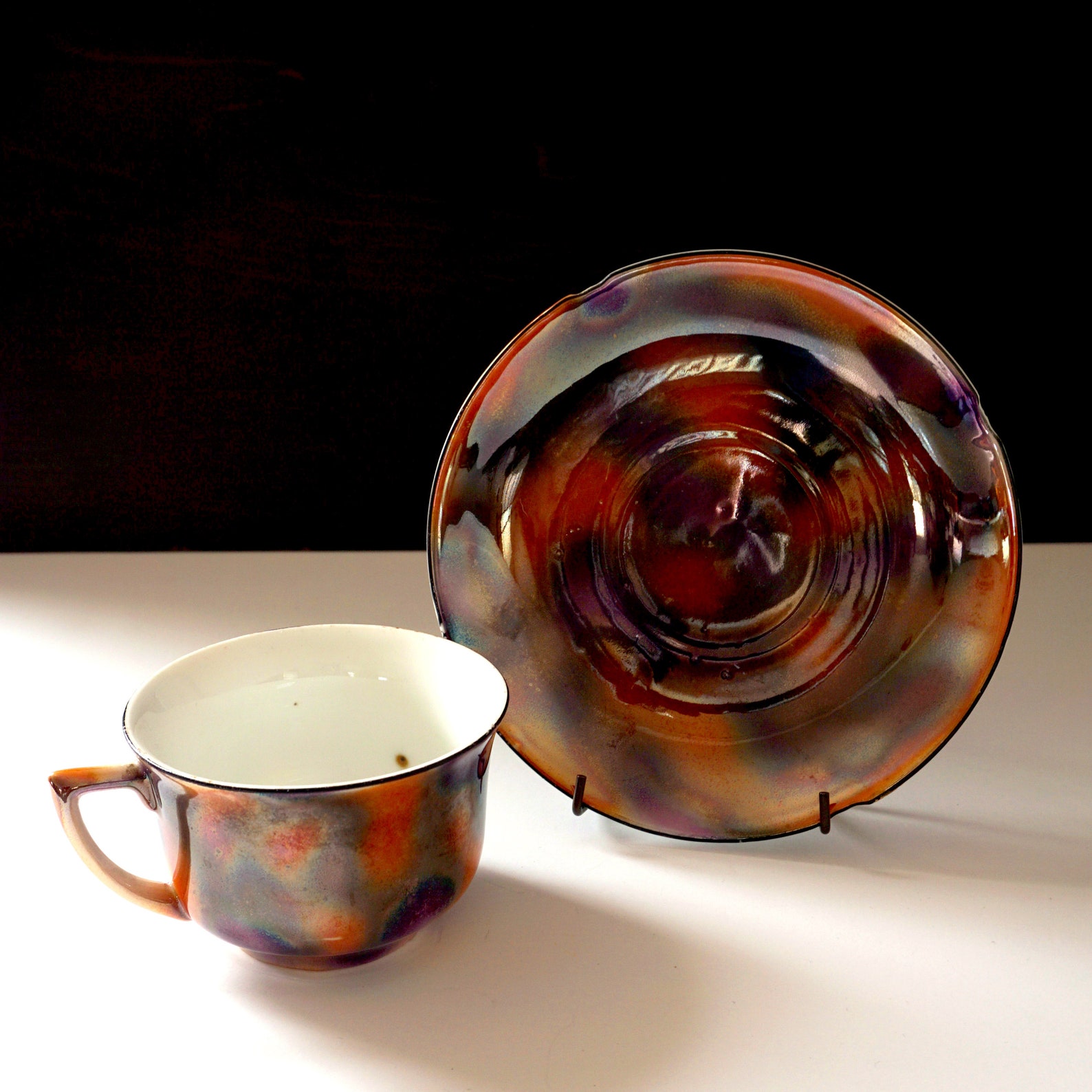 Vintage Lusterware Dinnerware Orange Purple Pitcher 5 Cup and - Etsy