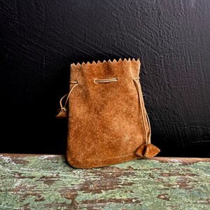 Vintage Suede Satchel Small Drawstring Pouch Nubuck Brown Bag - Etsy