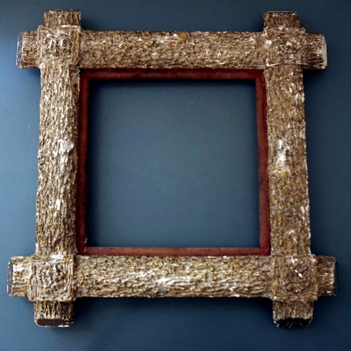 Antique Adirondack Frame Plaster Wood Faux Bois Square Picture Frame ...