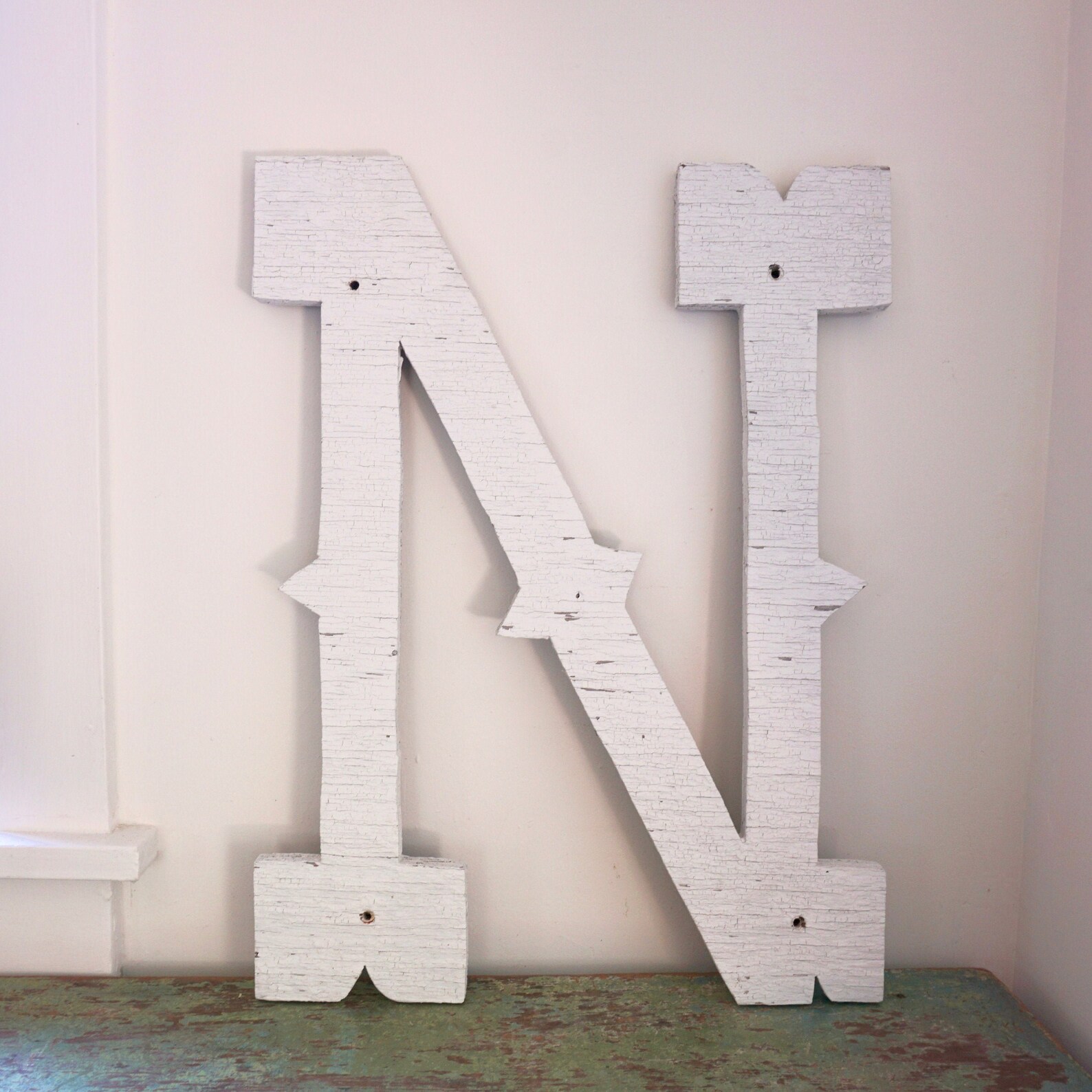 Vintage Letter N Sign Large Wood Cut Out Initial N Chippy | Etsy