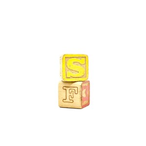 Vintage Toy Block Pair Wood Blocks Red Letter M Yellow Letter S Green ...