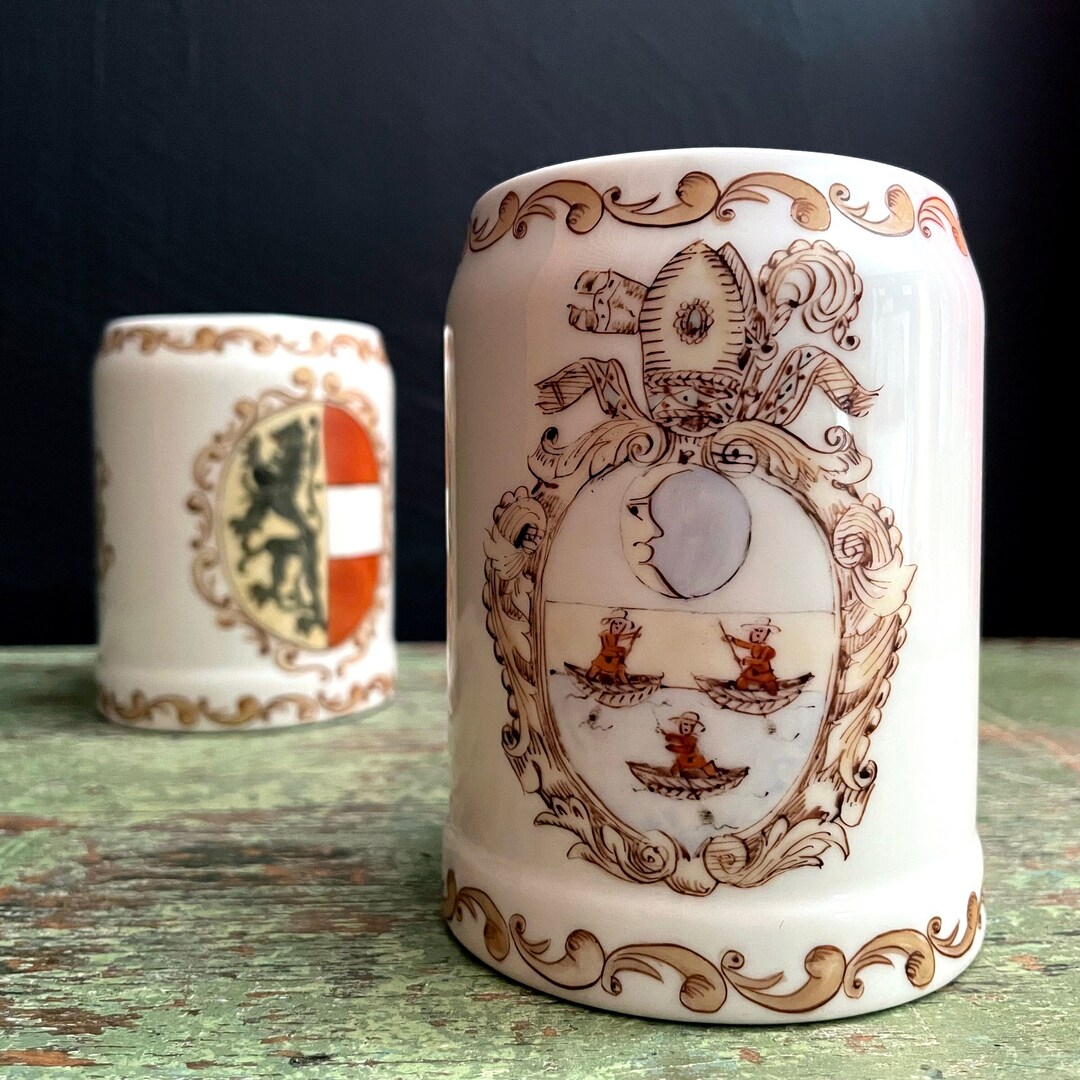 Vintage Mugs Austrian Flag and Crest Lilien Porzellan Austria Tankards ...
