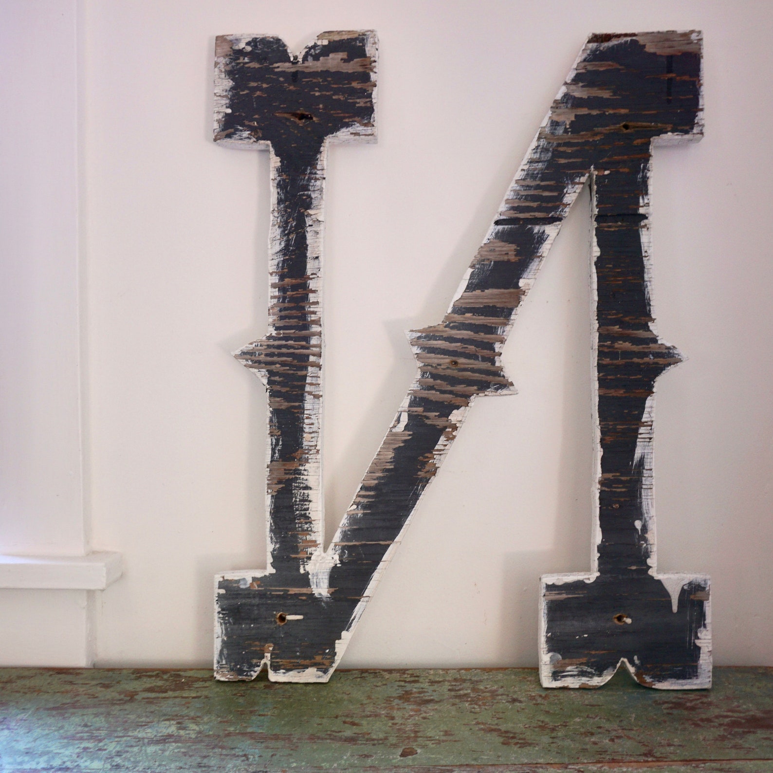 Vintage Letter N Sign Large Wood Cut Out Initial N Chippy | Etsy