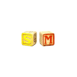 Vintage Toy Block Pair Wood Blocks Red Letter M Yellow Letter S Green ...