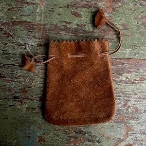 Vintage Suede Satchel Small Drawstring Pouch Nubuck Brown Bag - Etsy