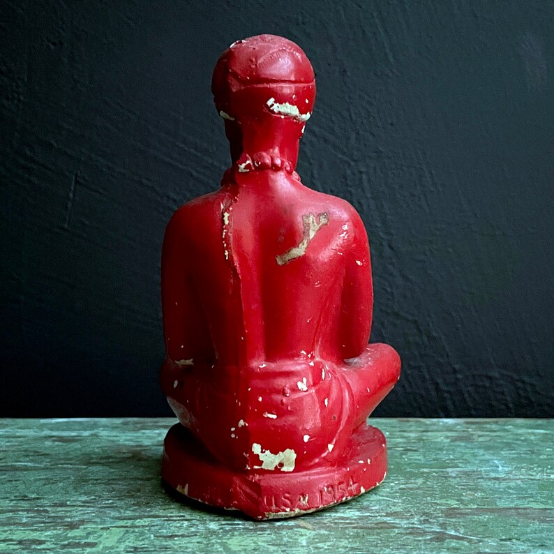 Vintage Chalkware Yogi Incense Holder Red Chippy Painted - Etsy