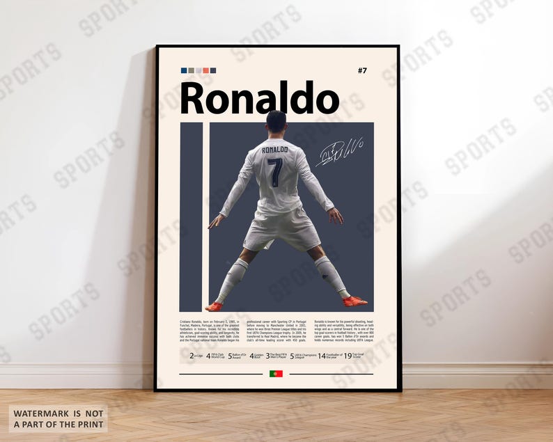 Cristiano Ronaldo Poster, Portuguese Soccer Poster, Sports Poster ...