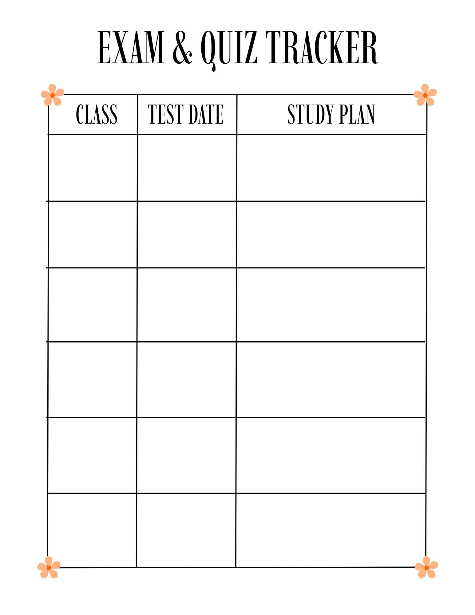 Assignment & Exam Tracker Printable | Student Homework Tracker ...