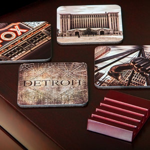 DETROIT Hardboard Masonite Drink Coasters - YOU CHOOSE ( Set of Six ...