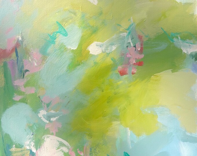Abstract Art Original Painting Gallery Wall Colorful Lime Green Pink ...