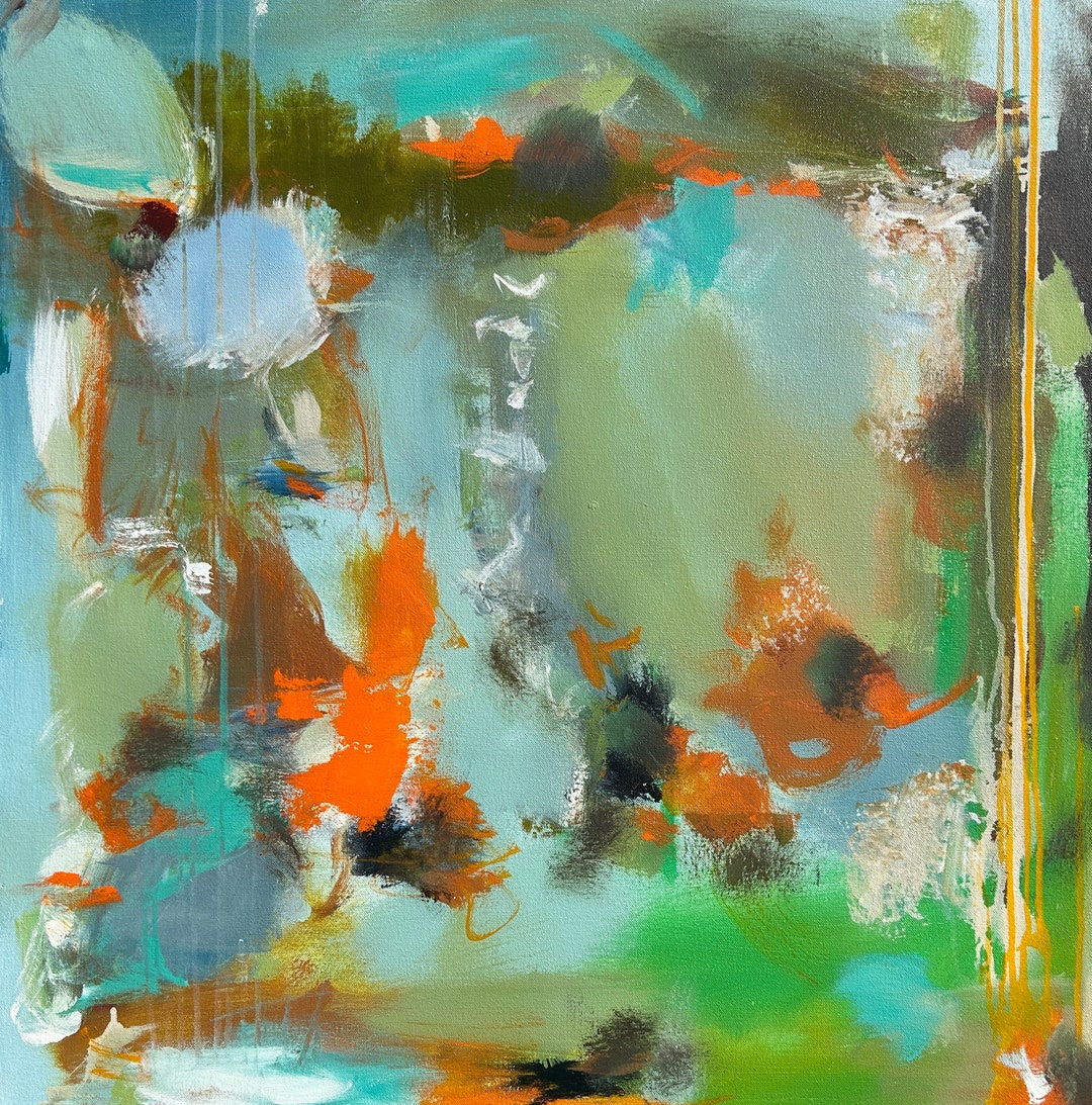 Abstract Art Original Painting Decor Wall Art Turquoise Periwinkle Blue ...