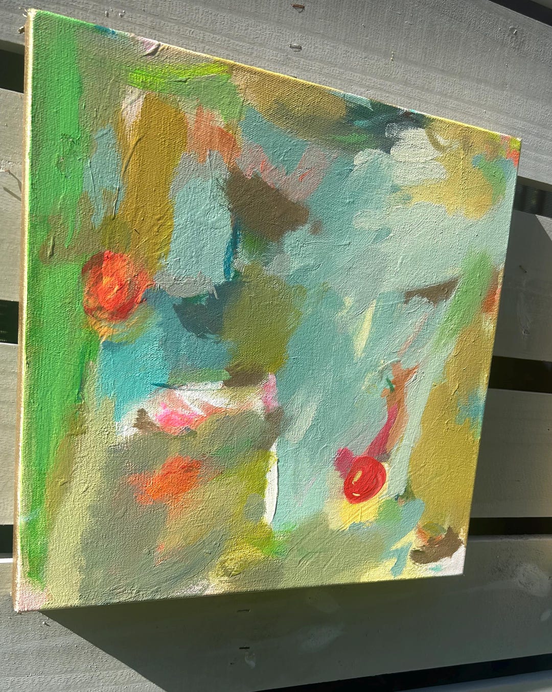 Abstract Art Original Painting Gallery Wall Turquoise Blue Green Red ...