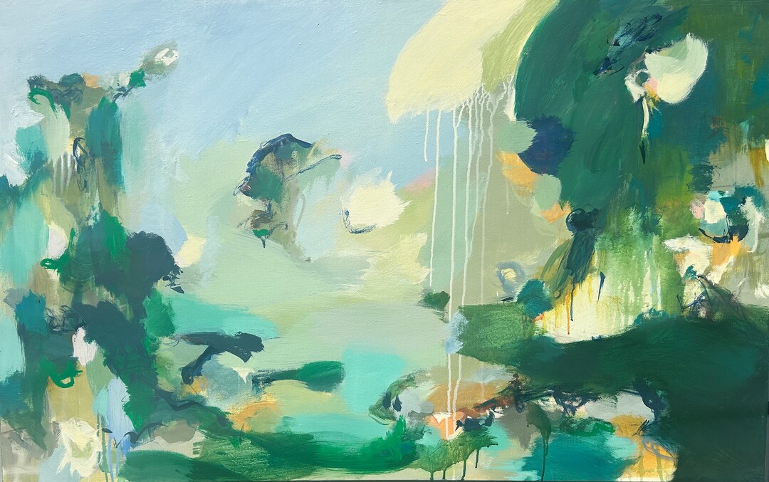 Half Price Sale Abstract Art Original Landscape Painting Emerald Sage ...