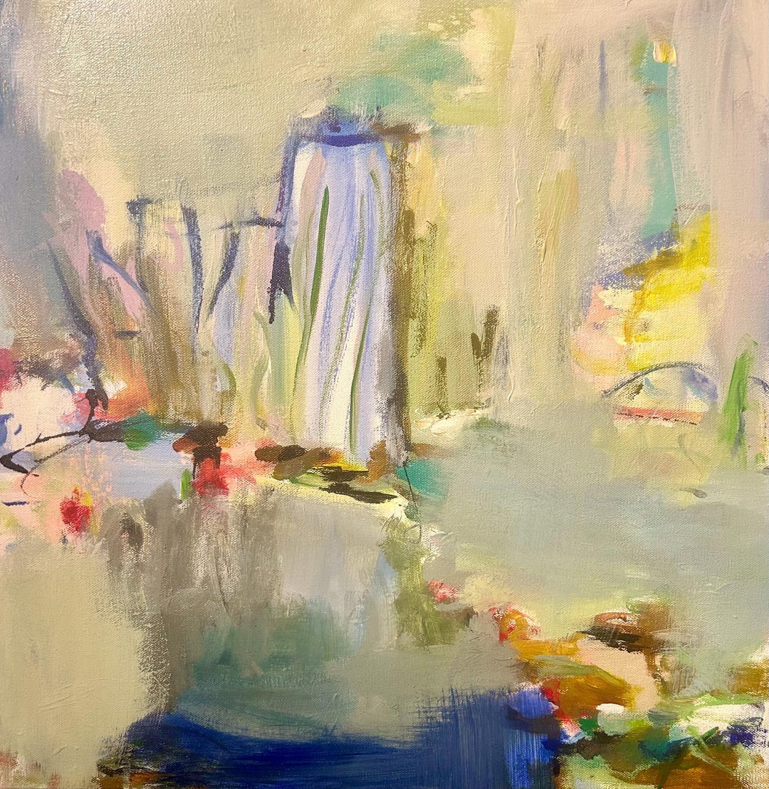 Abstract Landscape Original Painting Gallery Wall Cobalt Turqoise Blue ...