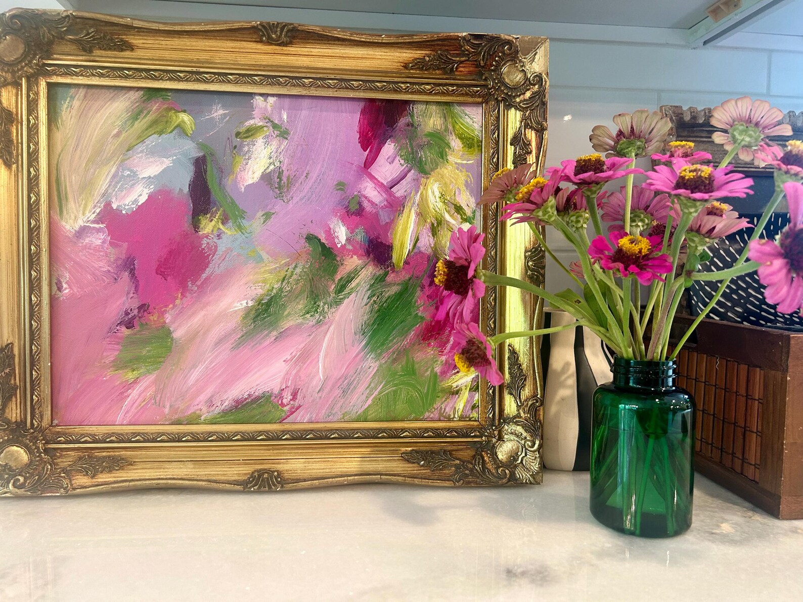 Abstract Art Original Floral Painting Gallery Wall Pink Lavender ...