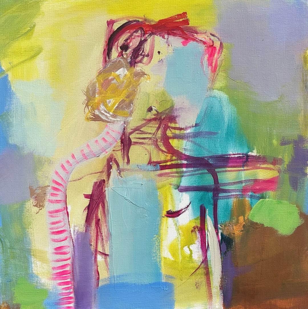 Abstract Art Original Portrait Painting Gallery Wall Colorful Modern ...
