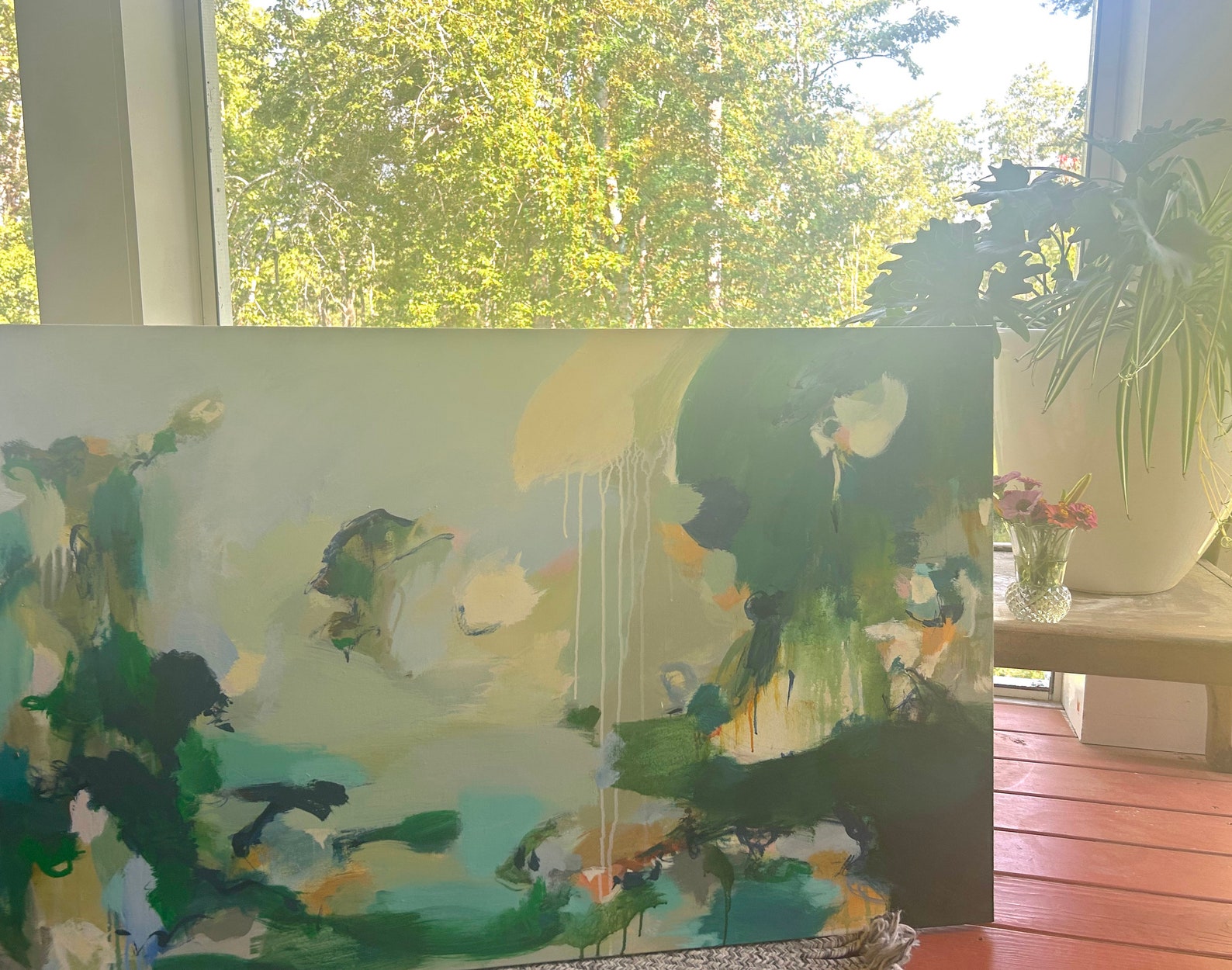 Half Price Sale Abstract Art Original Landscape Painting Emerald Sage ...