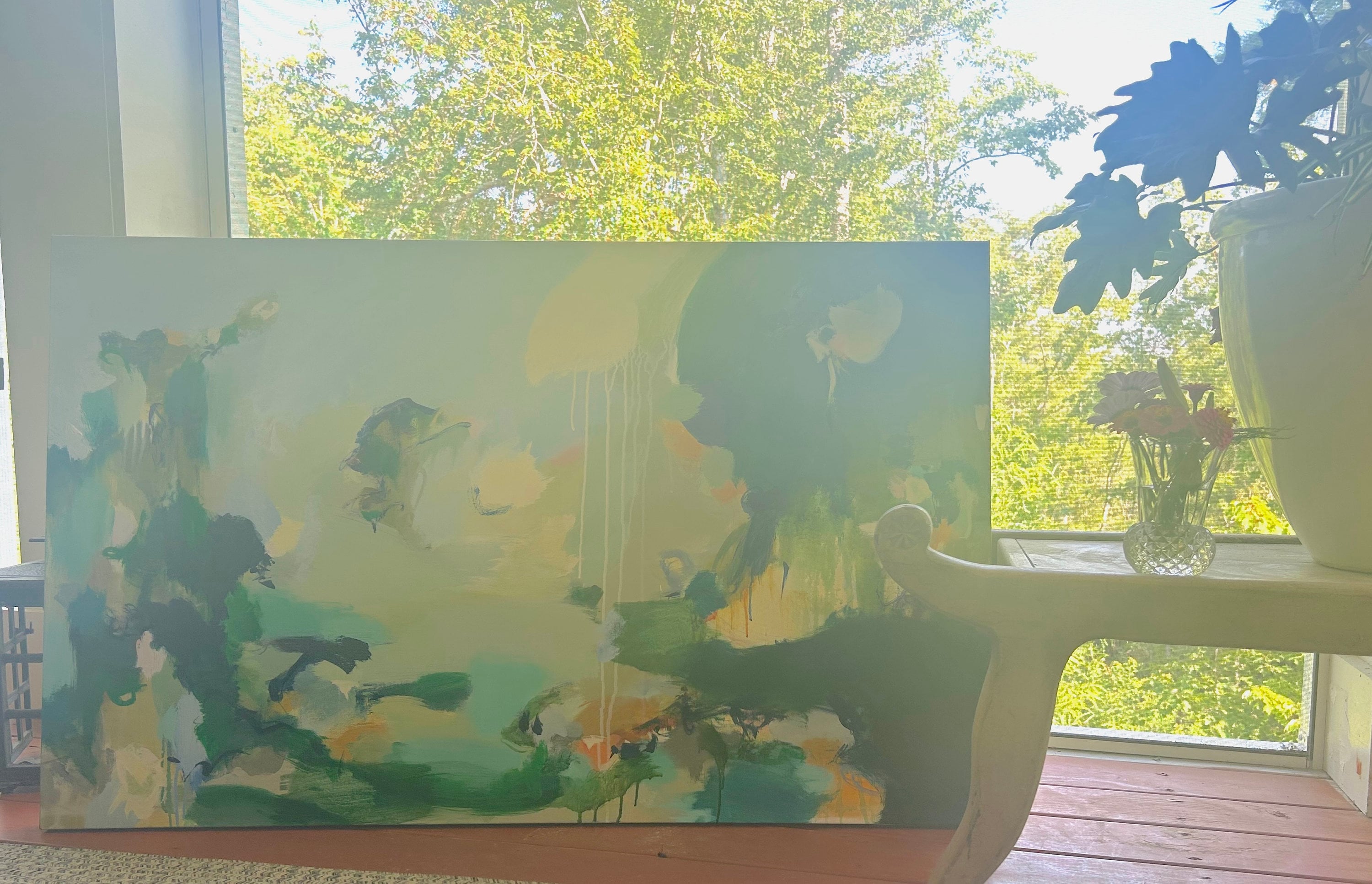 Half Price Sale Abstract Art Original Landscape Painting Emerald Sage ...