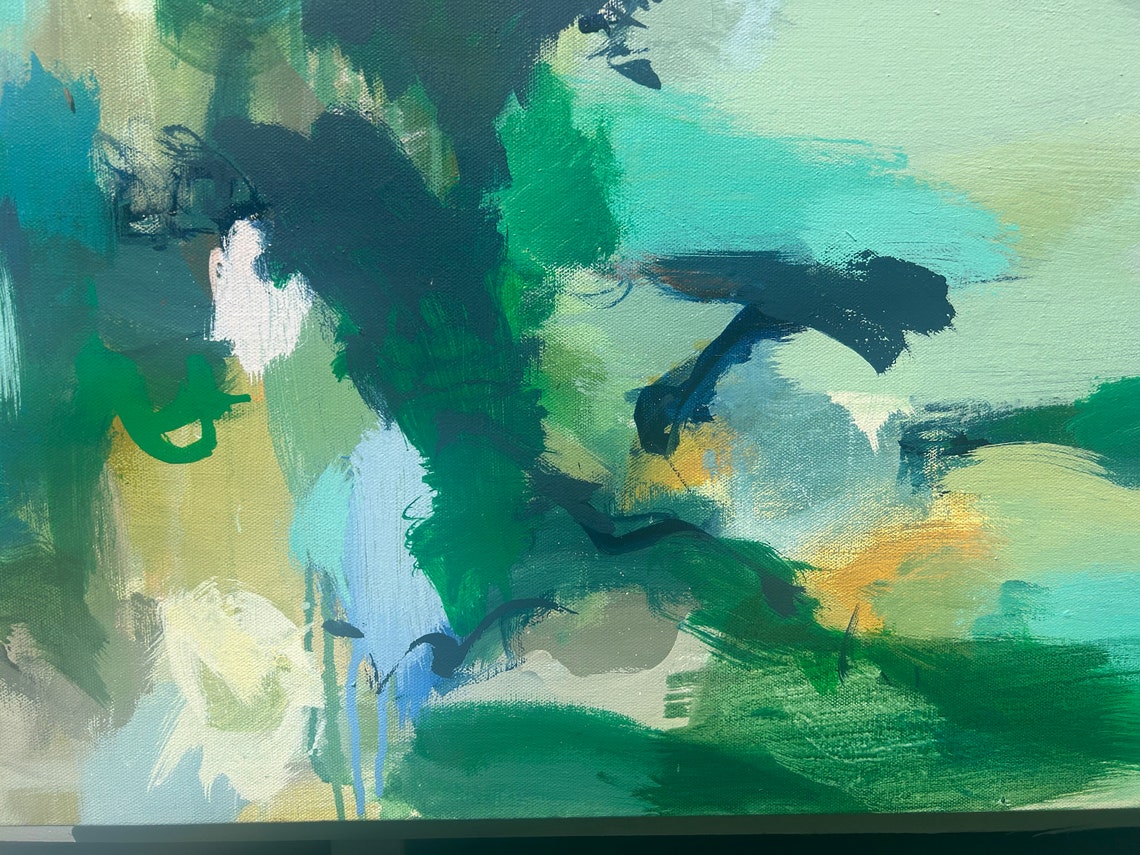 Half Price Sale Abstract Art Original Landscape Painting Emerald Sage ...