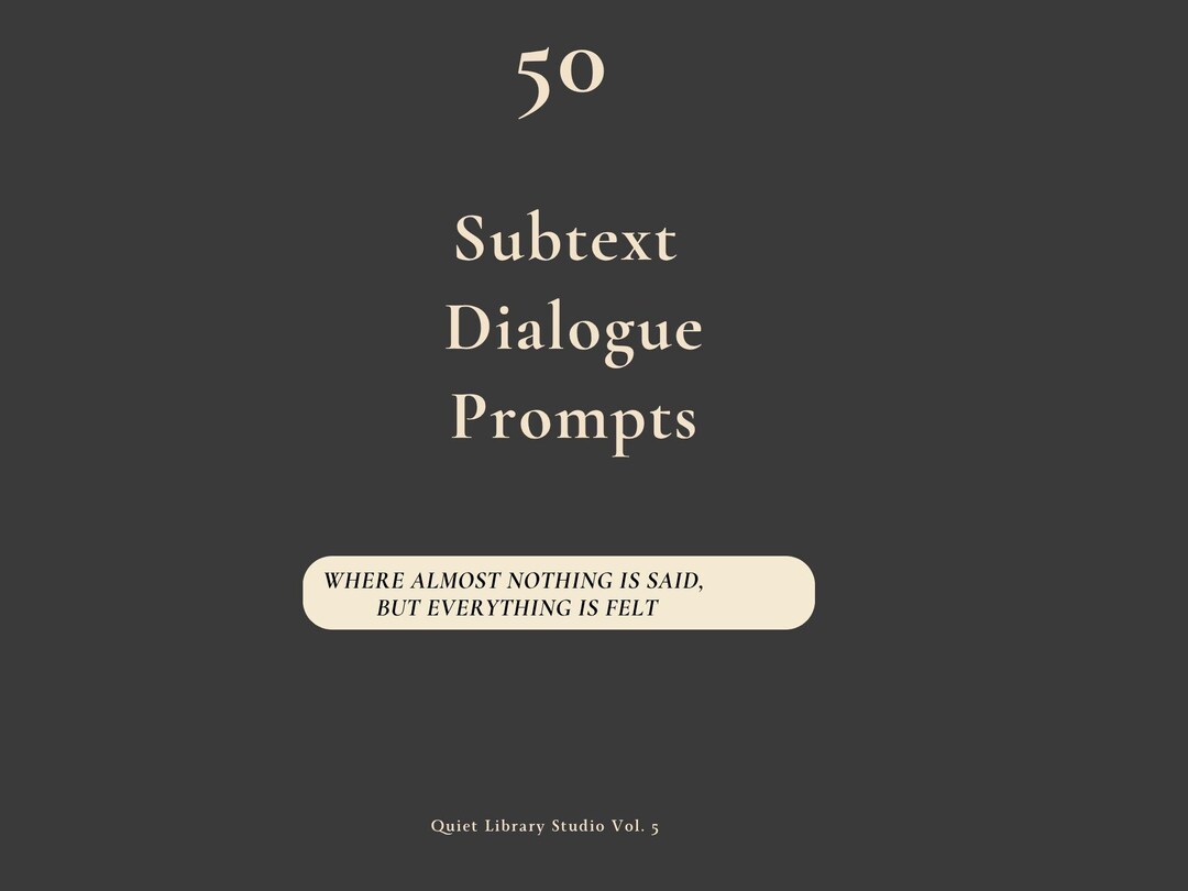 50 Subtext Dialogue Writing Prompts, Fiction Screenwriting Tool, (PDF ...