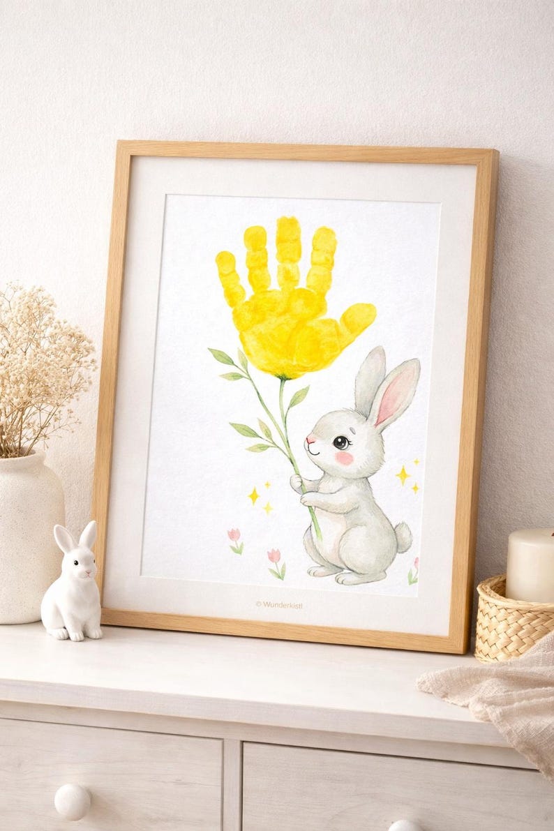 Easter Handprint Template for Kids | Bunny With Flower | DIY Easter ...