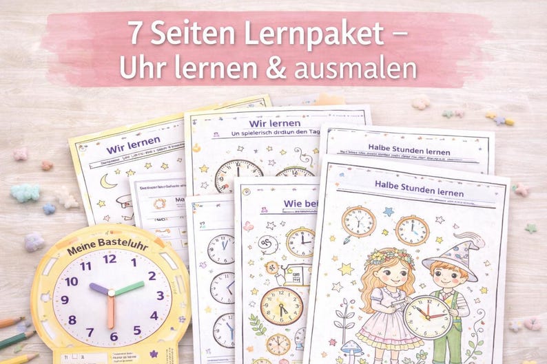 Learning to Tell Time Worksheets for Children – Coloring Learning Pack ...