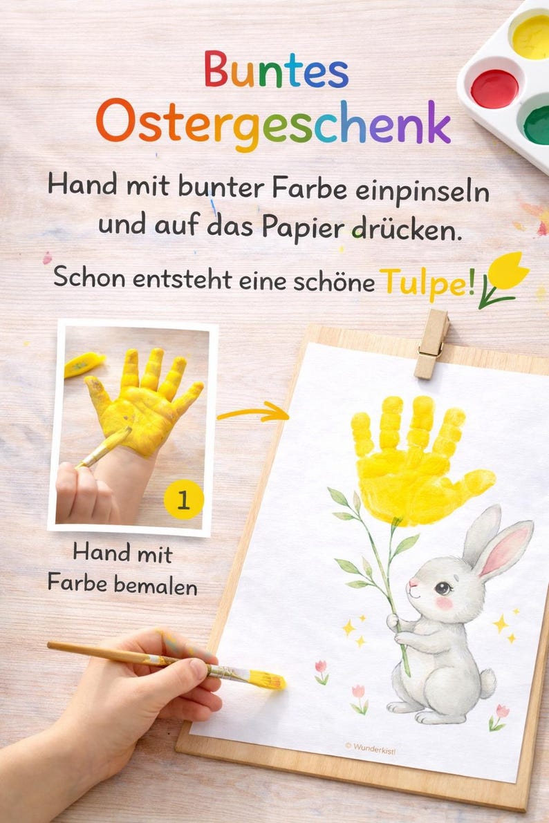 Easter Handprint Template for Kids | Bunny With Flower | DIY Easter ...