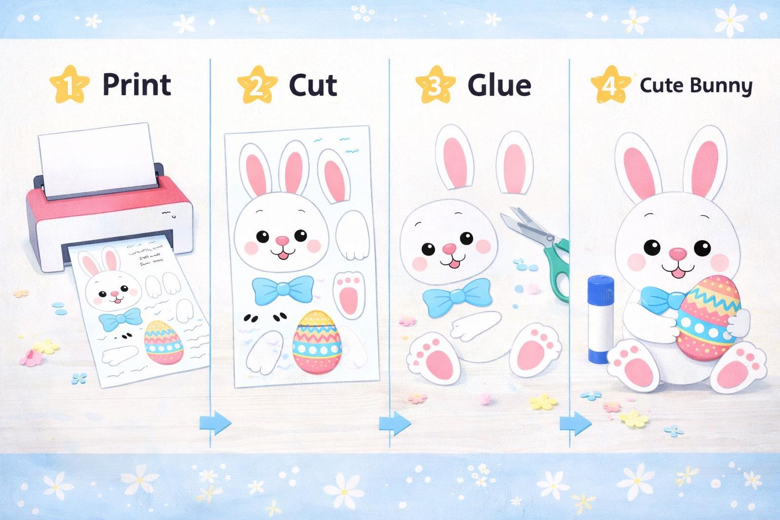 Easter Bunny Craft Printable | Kids Easter Craft Template | Cut and ...