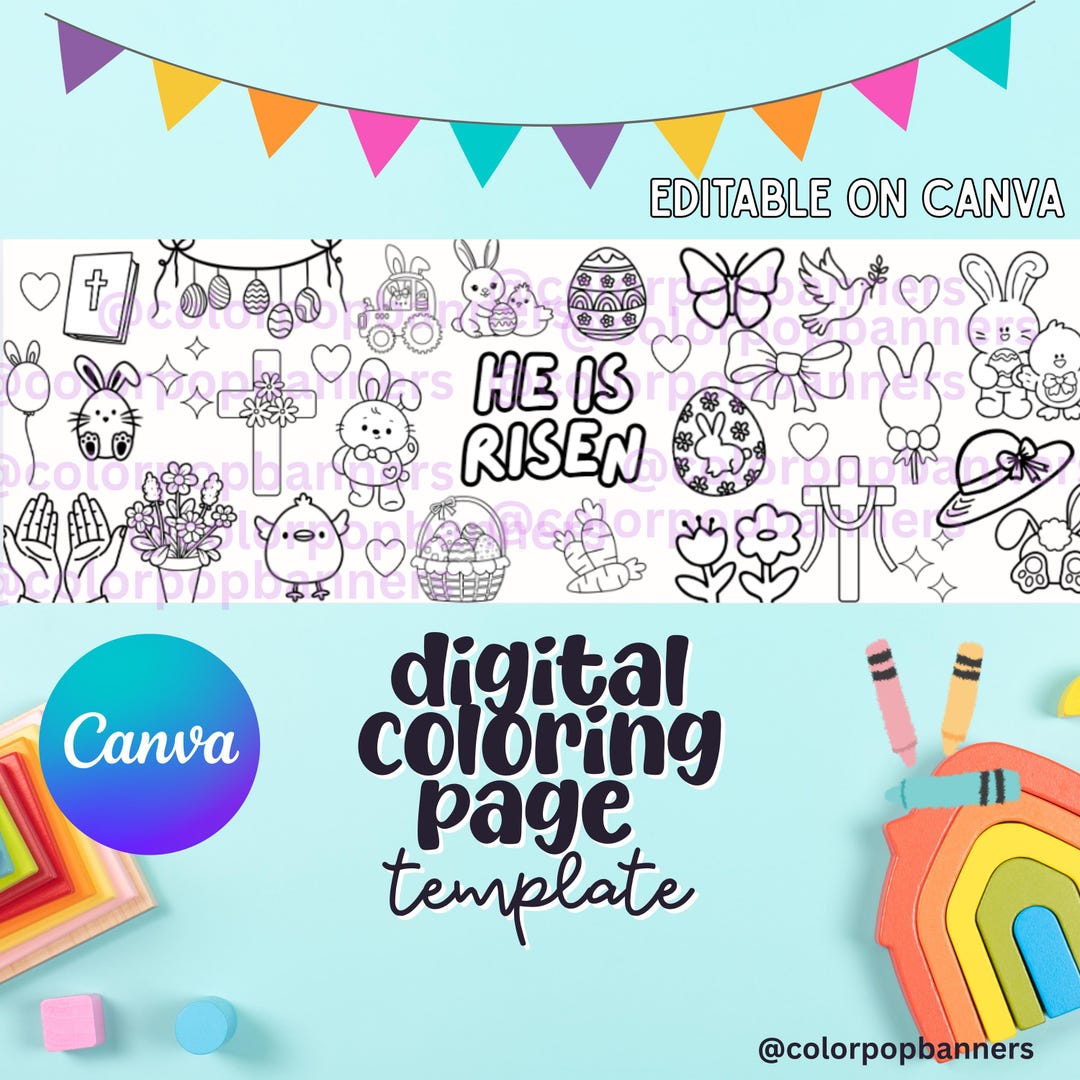 He is Risen Coloring Page | 2x6 Easter Coloring Template | Printable ...