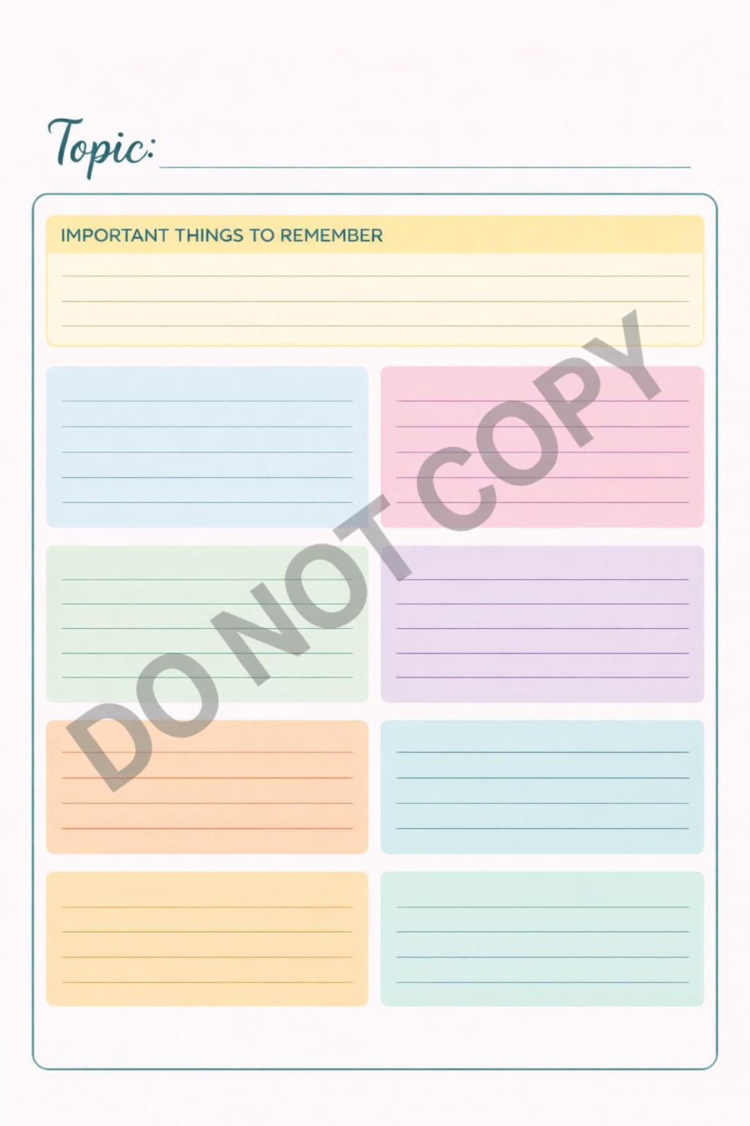 Blank Topic Study Sheet - Etsy
