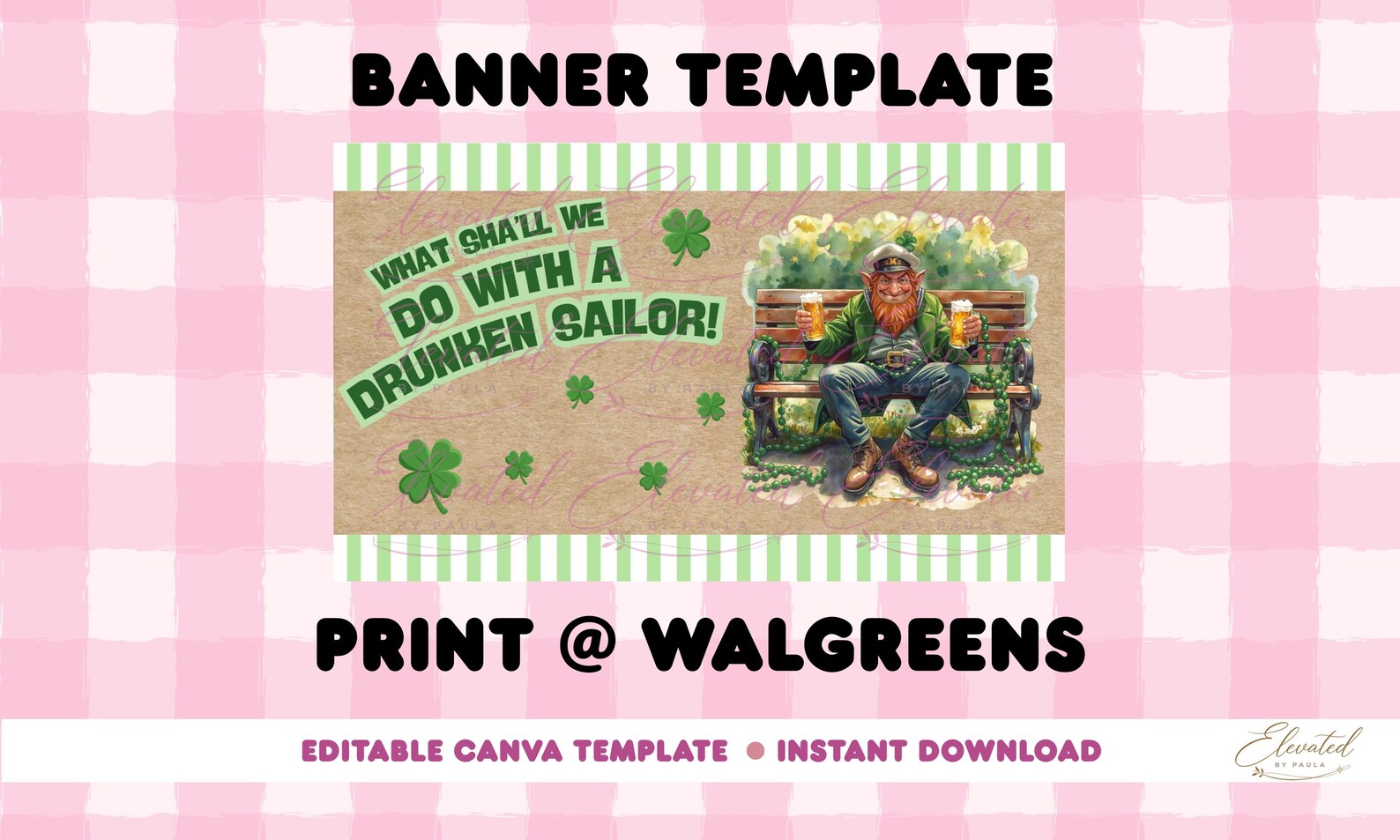 St Patrick’s Day Banner Template | Editable Canva Banner | Drunken ...