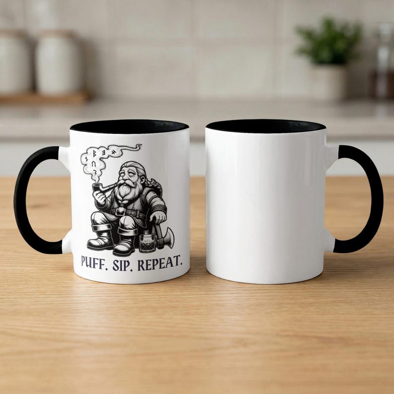 Fantasy Dwarf Coffee Mug: RPG Design - Pipe, Whiskey, Axe Art - Etsy