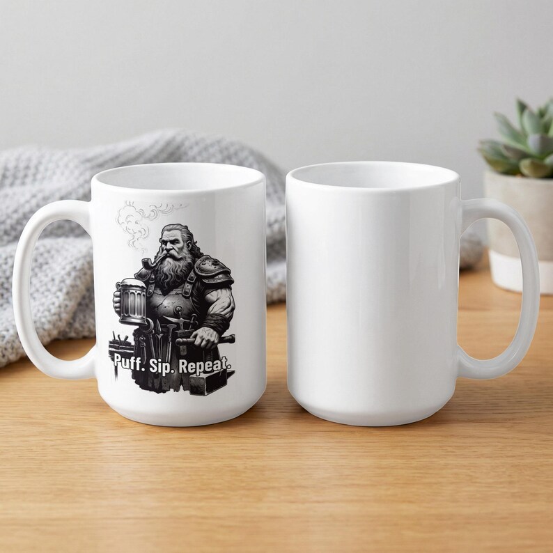 Fantasy Dwarf Mug: Blacksmith and Viking Art (ceramic or Jumbo Sizes ...