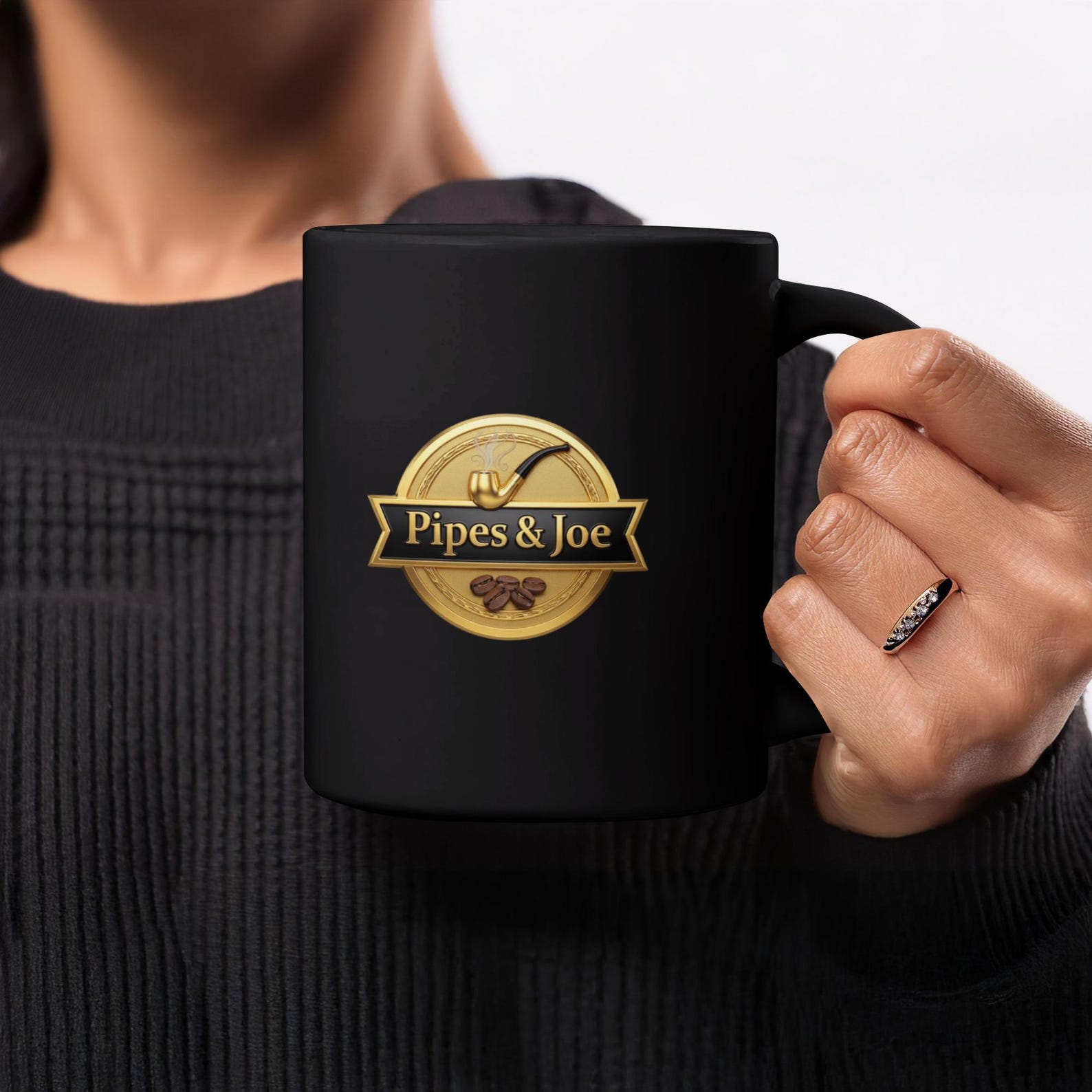 Pipes and Joe Mug: Vintage Style Coffee Cup (black Ceramic or Tumbler ...