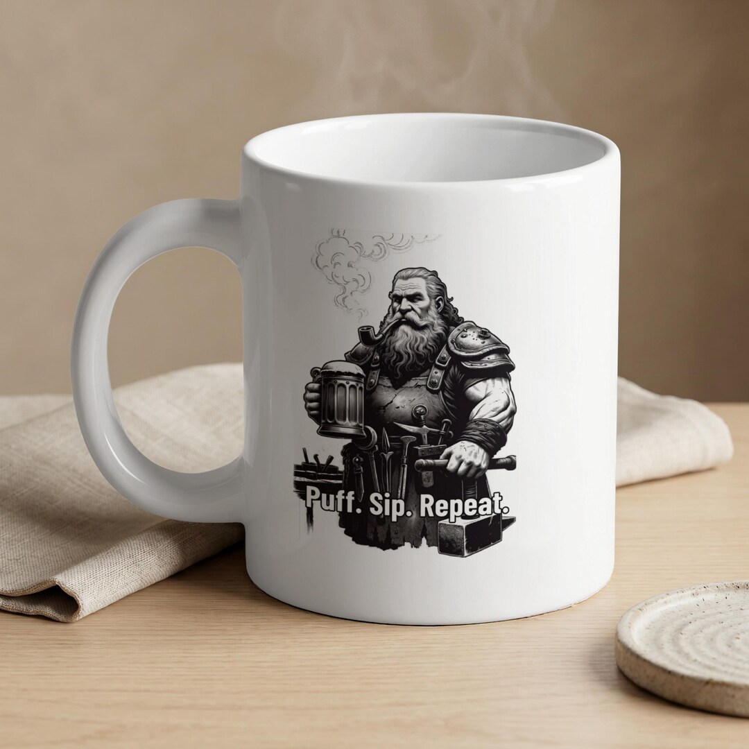 Fantasy Dwarf Mug: Blacksmith and Viking Art (ceramic or Jumbo Sizes ...