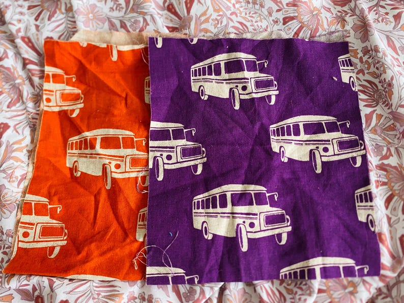 Echino Japan School Bus Printed Fabric Modern Graphic Design Rare Htf ...