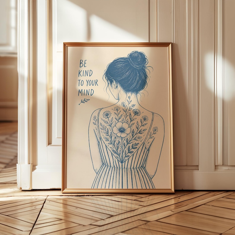 Botanical Woman Line Art, Vintage Feminine Poster With Hand Lettering ...
