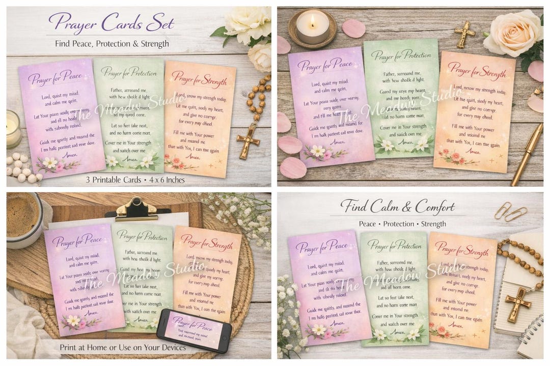 Printable Scripture Cards • Christian Prayer Cards • Peace Protection ...