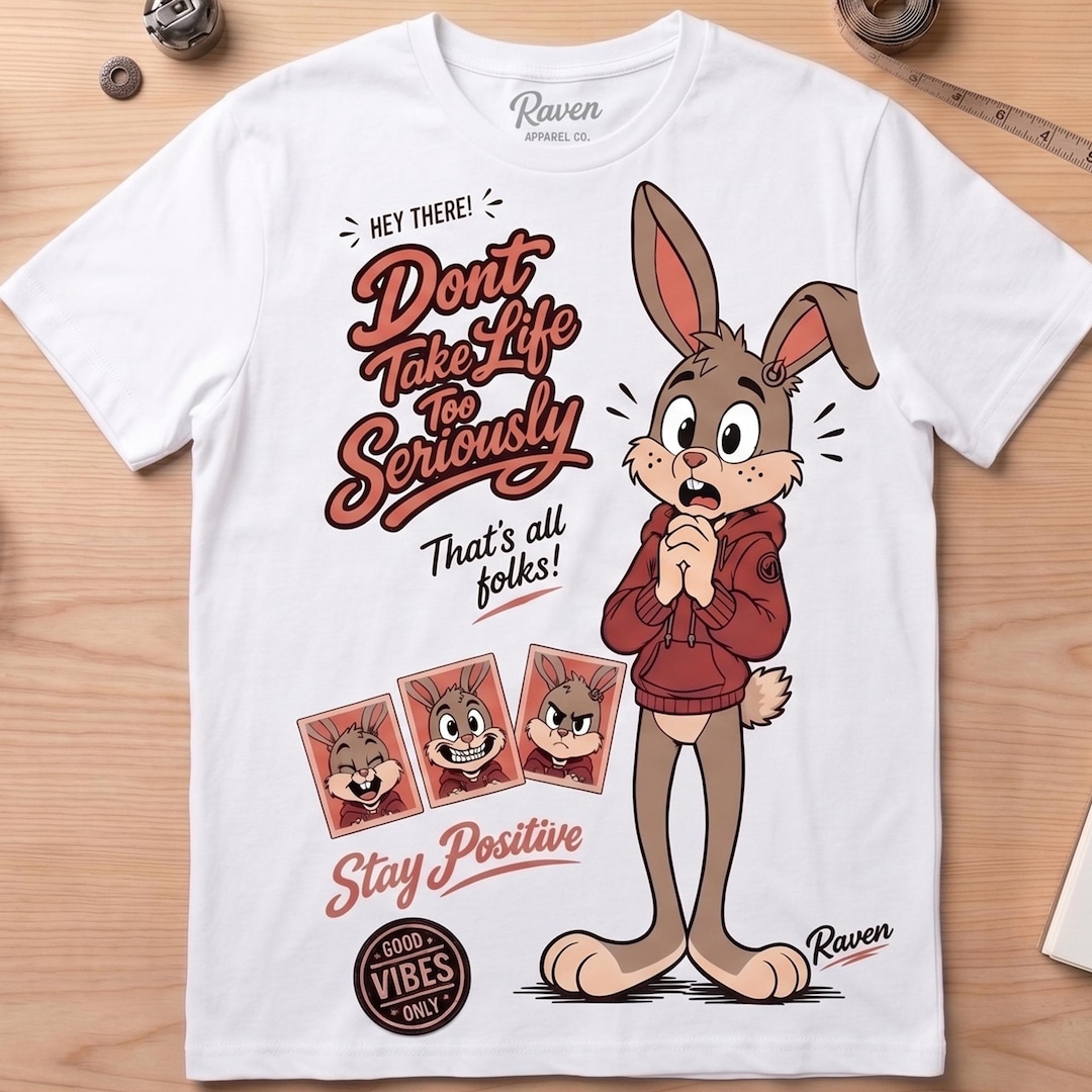 Retro Cartoon Rabbit T-shirt Design | Vintage Streetwear Print File ...