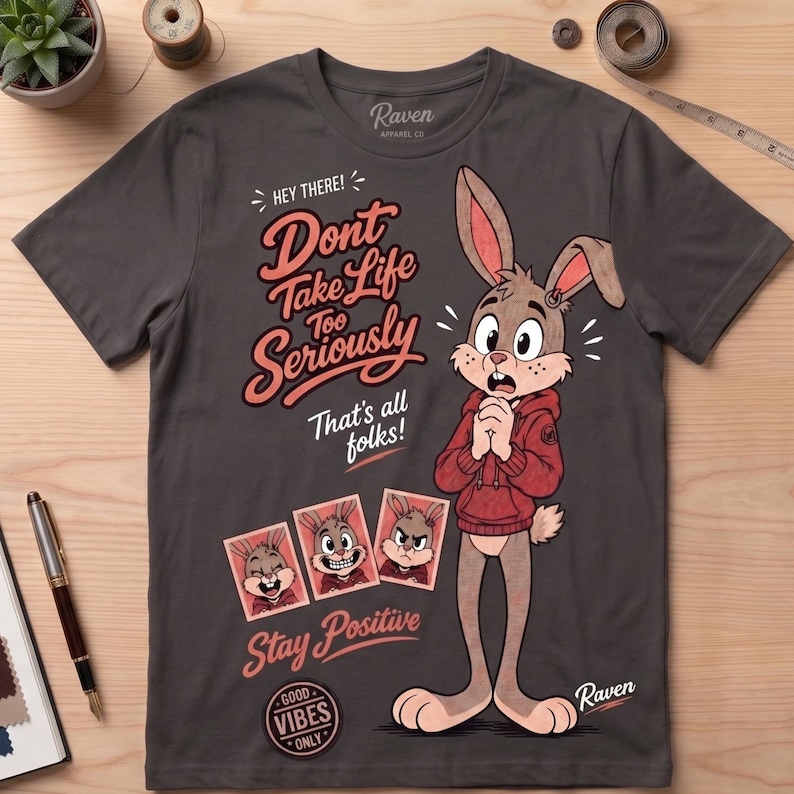 Retro Cartoon Rabbit T-shirt Design | Vintage Streetwear Print File ...