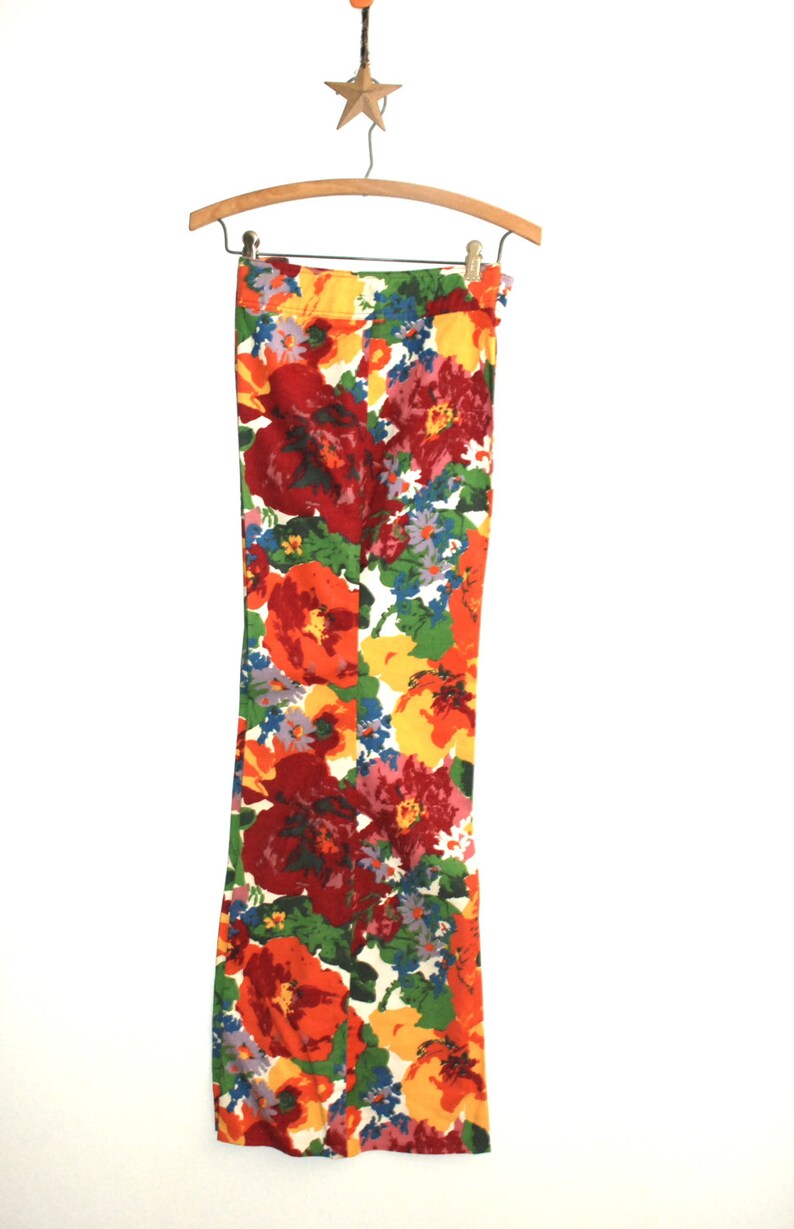 Woodstock 60's Hippie Bell Bottom Flower Power Low Rise Hiphuggers ...