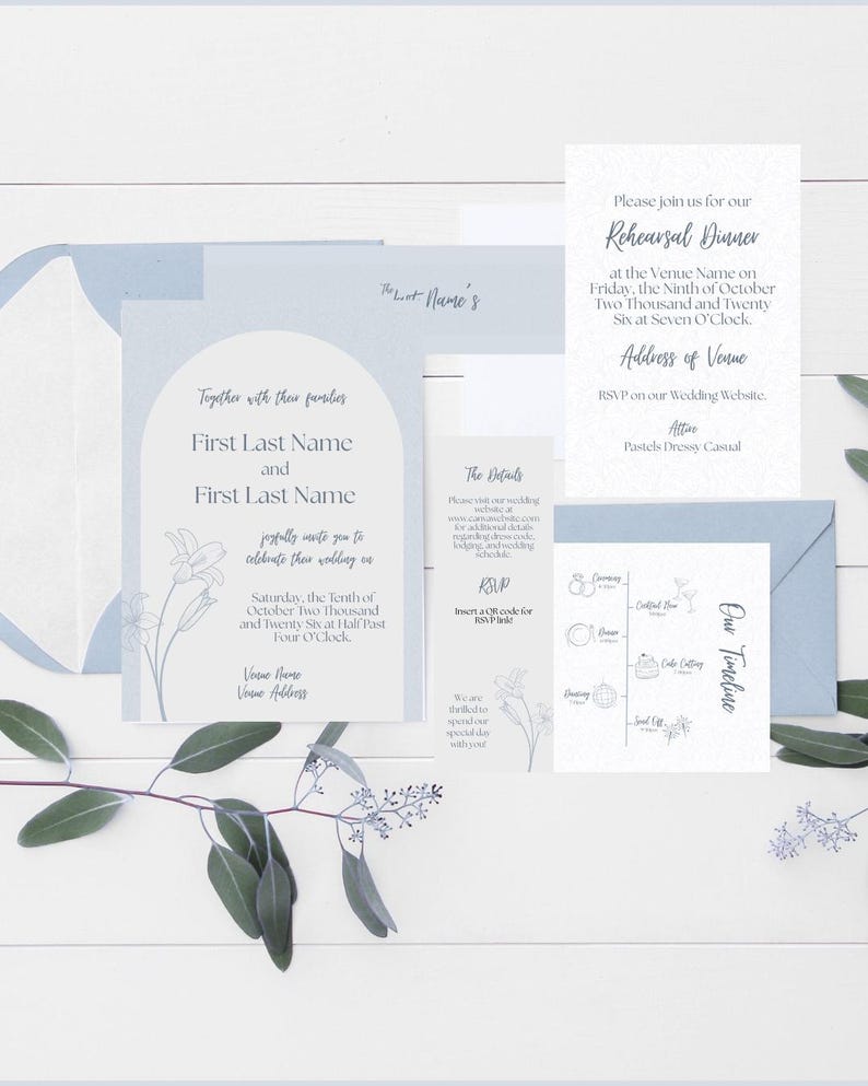 Wedding Template Bundle Invitation Website Signage Table Numbers Bridal ...