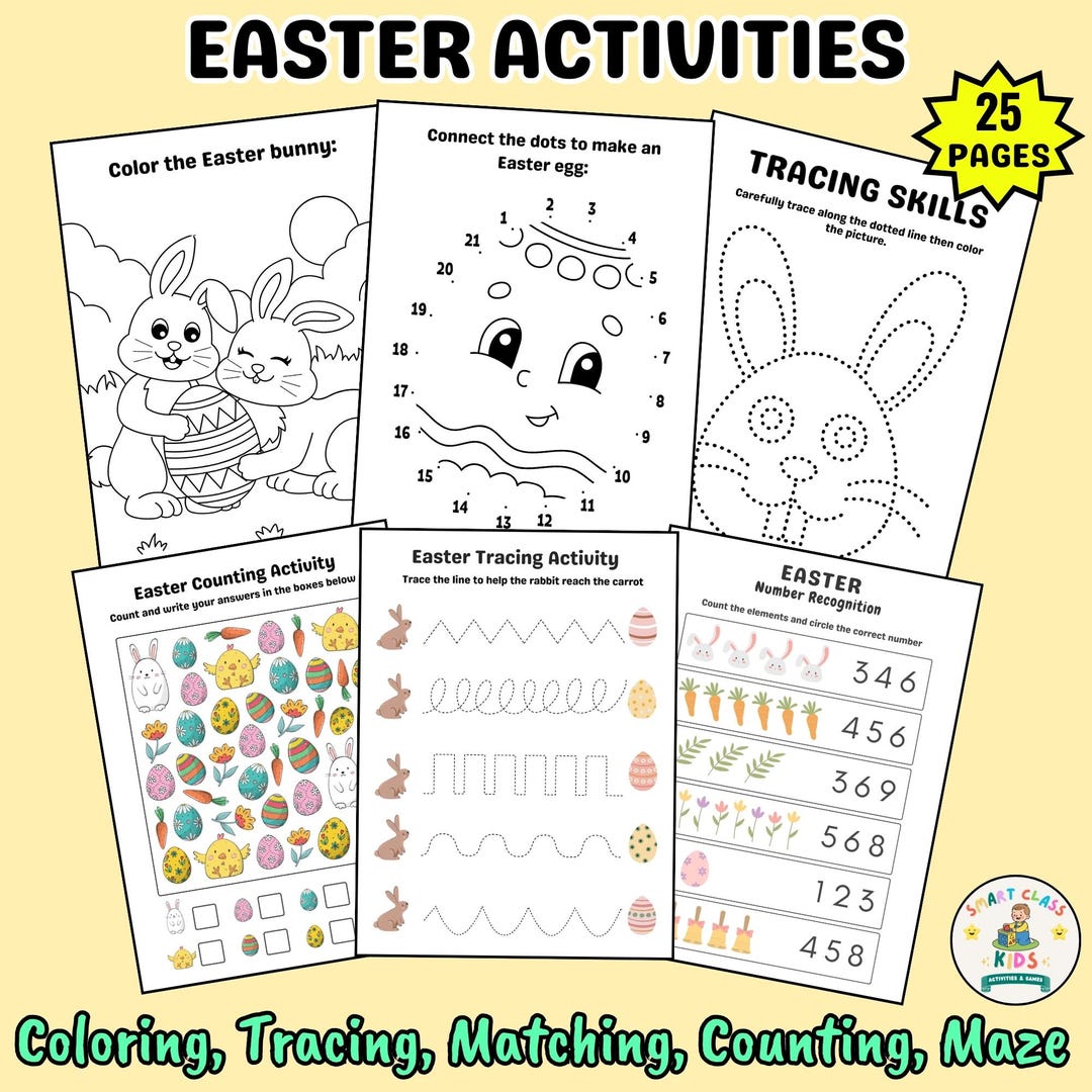 Easter Activities Printable Pack, Preschool Kindergarten Worksheets ...