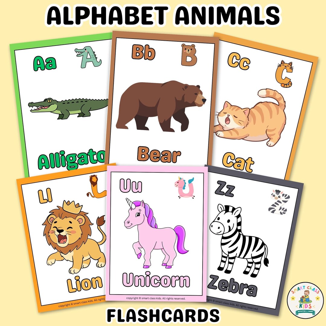 Alphabet Animals Flashcards A-Z Printable – Preschool Learning Tool ...