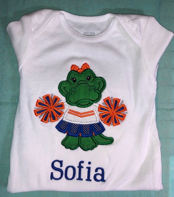 Baby Infant Gator Mascot Applique With Personalized Name on a Short or ...