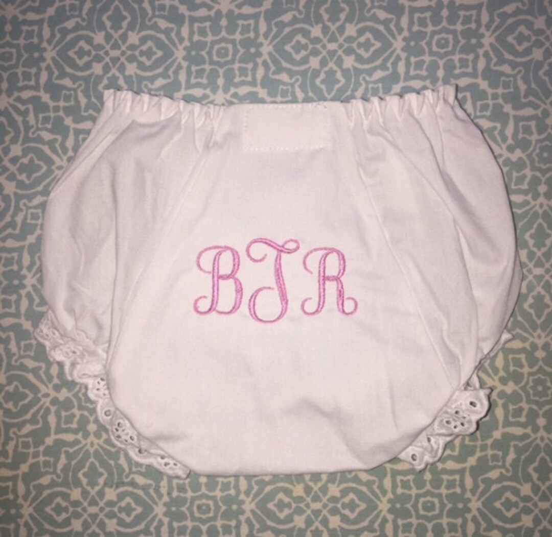 Baby Infant Custom Three Letter Monogram Bloomers With Embroidered ...