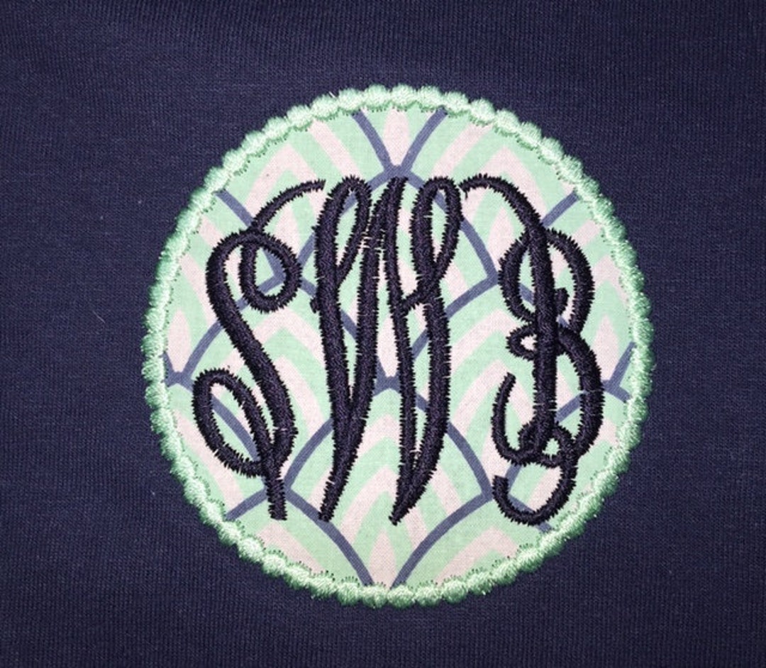 Personalized Mint and Navy Print Appliqué Custom Embroidered 3 Letter ...