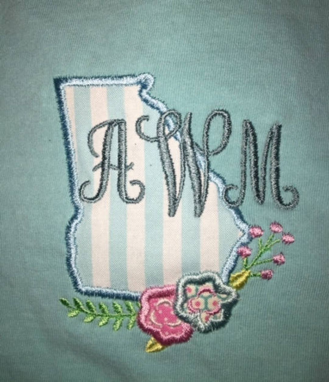 Personalized State Monogram Custom Embroidered 3 Letter Monogram Adult ...