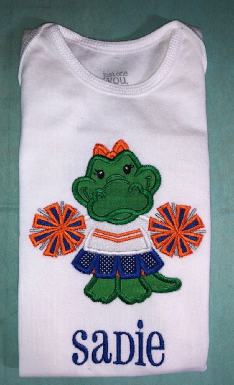 Baby Infant Gator Mascot Applique With Personalized Name on a Short or ...